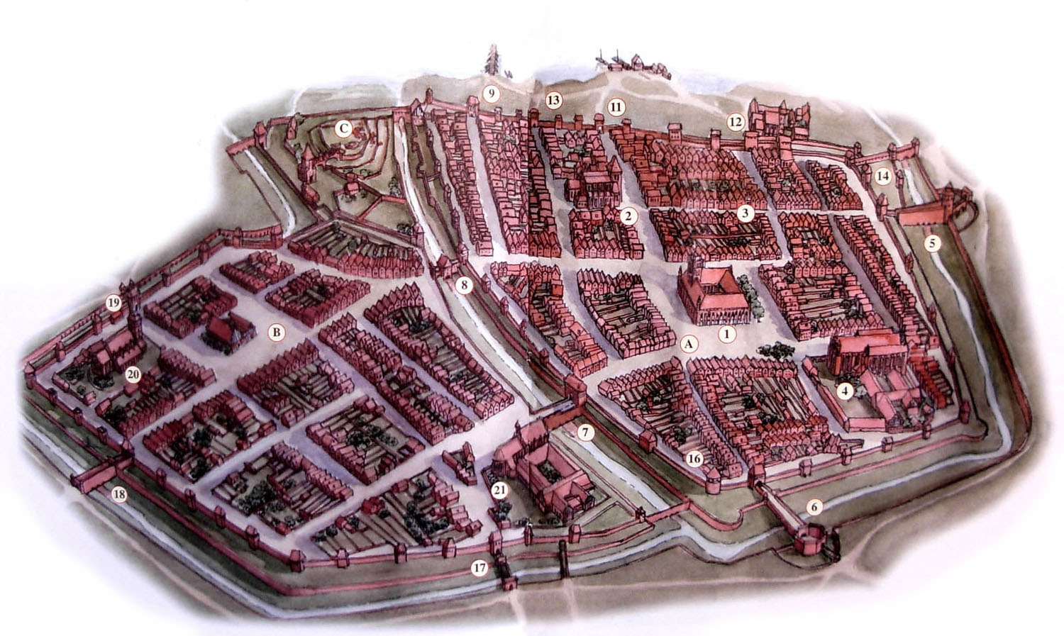 Toruń - miejskie mury obronne - Architektura średniowiecza i starożytności